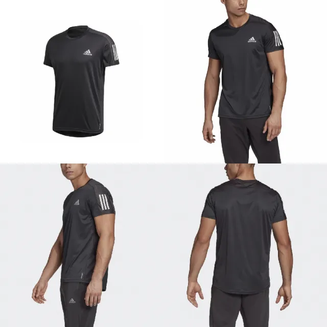 【adidas 愛迪達】短袖上衣 Own The Run Tee 男款 黑 短T 圓領 運動 訓練 三線 排汗(FS9799) - momo購物網