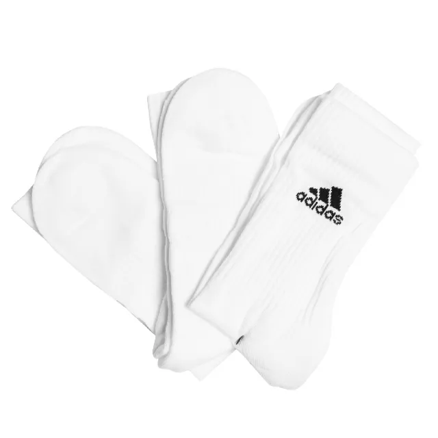 【adidas 愛迪達】襪子 Cushioned Crew 白襪 長襪 男女款 中筒襪 3雙入 愛迪達(DZ9356) - momo購物網 ...