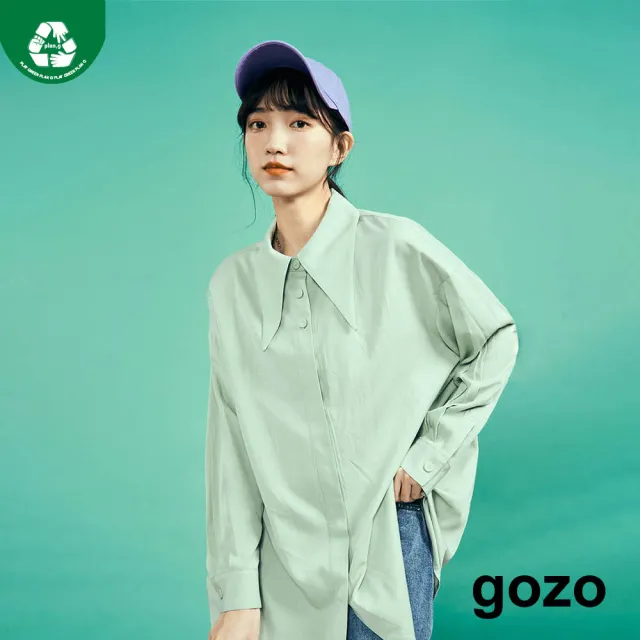 【gozo】minus g-限量系列 大尖領滑料落肩襯衫(三色) - momo購物網 - 好評推薦 -2023年3月