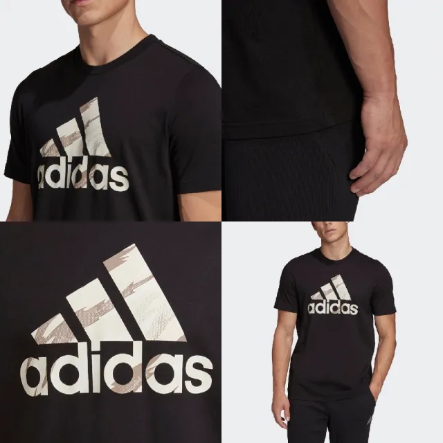 【adidas 愛迪達】短袖 Essentials Camo 黑 男款 迷彩 純棉 愛迪達 短T 休閒(HE1876) - momo購物網