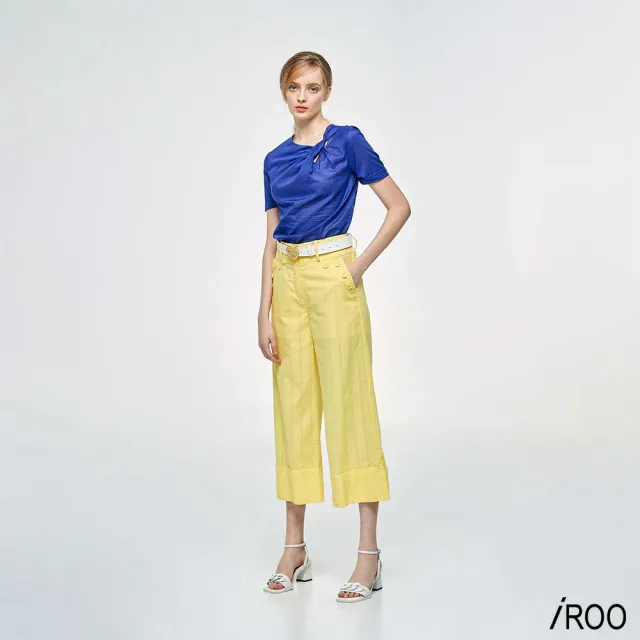 【iROO】率性反折顯瘦時尚長寬褲 - momo購物網 - 好評推薦 -2024年3月