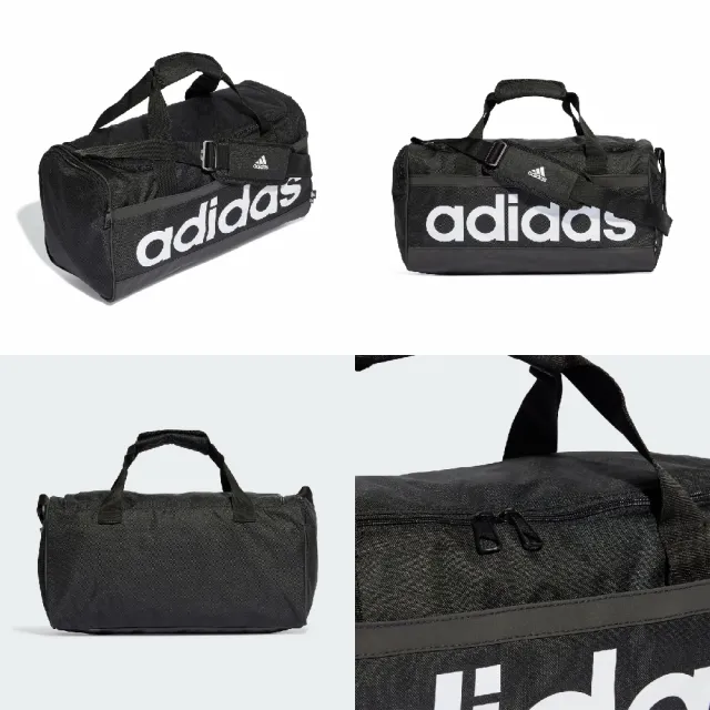 【adidas 愛迪達】包包 Essentials Duffle Medium 男女款 黑 健身包 行李袋 雙拉鍊 愛迪達(HT4743 ...