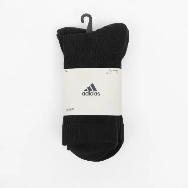 【adidas 愛迪達】襪子 滿額出貨 Cushioned 黑 白 長襪 中筒 基本款 愛迪達 三雙入(IC1310) - momo購物網 ...