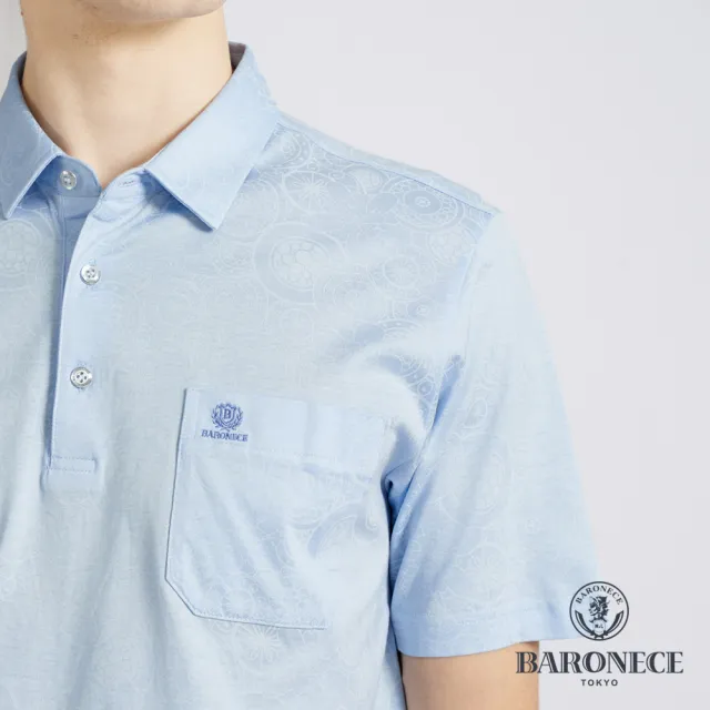 【BARONECE 百諾禮士】男款 雙絲光圖騰印花短袖POLO衫-天藍色(1198201-35) - momo購物網 - 好評推薦 -2024年3月
