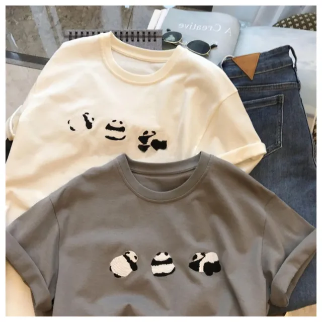 【ASister 小姊姊】現貨在庫★純棉T恤/上衣 重磅款寬鬆休閒俏皮熊貓短袖T恤/上衣(2色 M-2XL) - momo購物網 - 好評推薦 ...