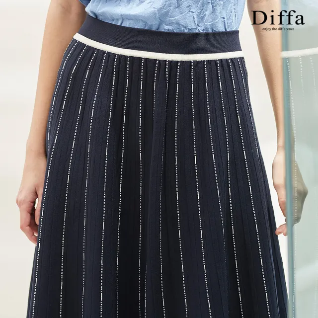 【Diffa】質感條紋針織長寬裙-女 - momo購物網 - 好評推薦 -2024年7月