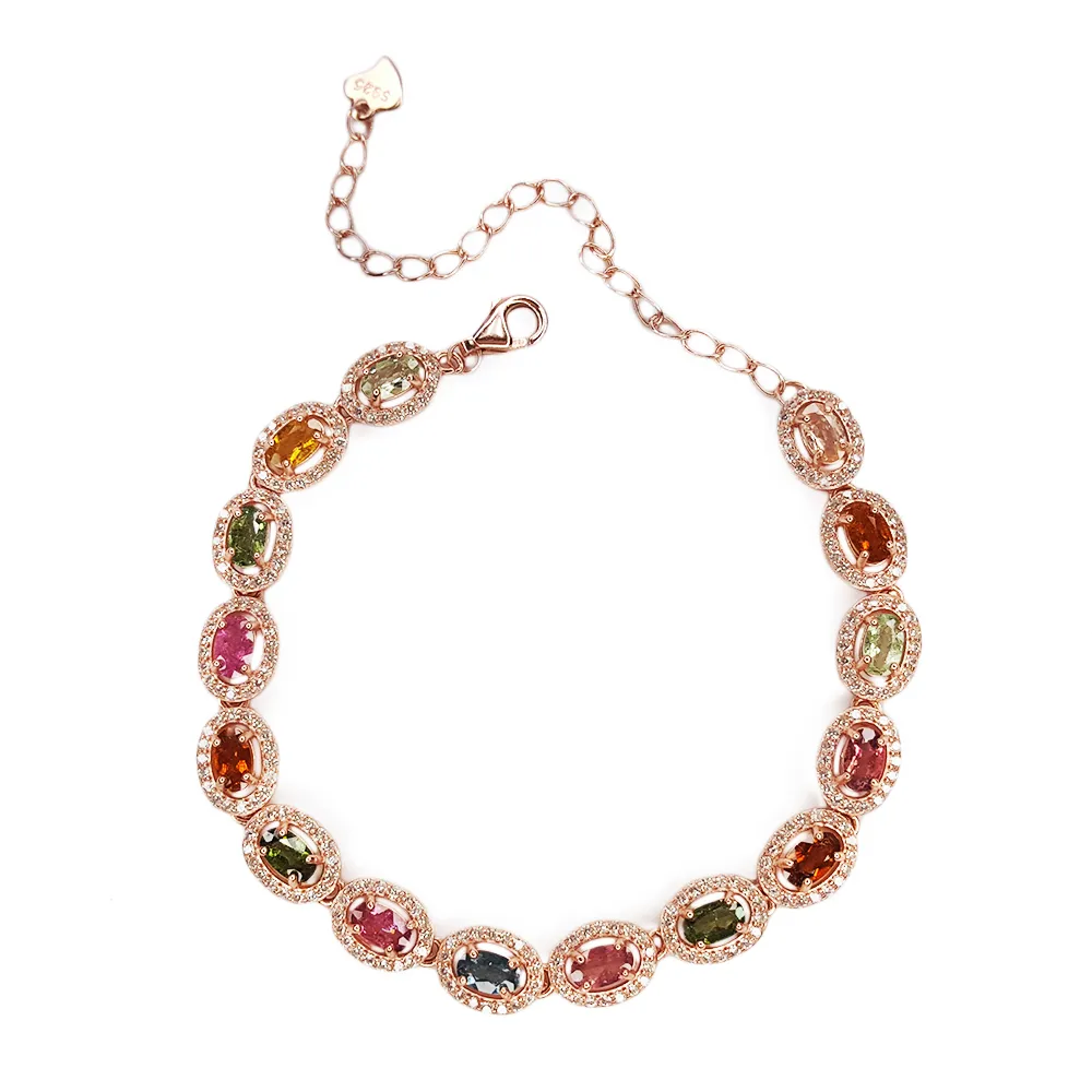 【YC 寶石】天然碧璽亮眼豪華玫瑰金手鍊-925銀(N48) - momo購物網 - 好評推薦 -2024年4月