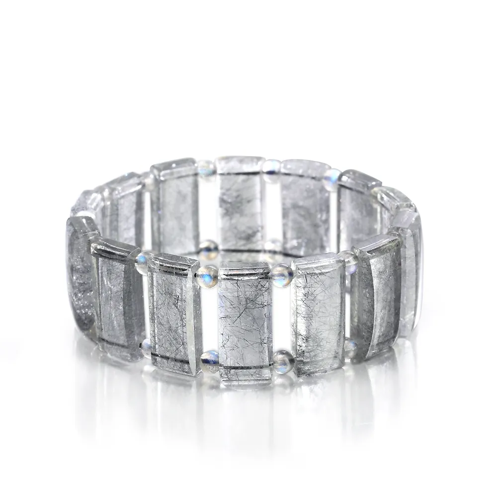 【開運方程式】稀有藍髮晶手排藍月光石收藏款手珠24mm(藍線石水晶l手鍊l手珠l寶石l月光石) - momo購物網 - 好評推薦 -2024年4月