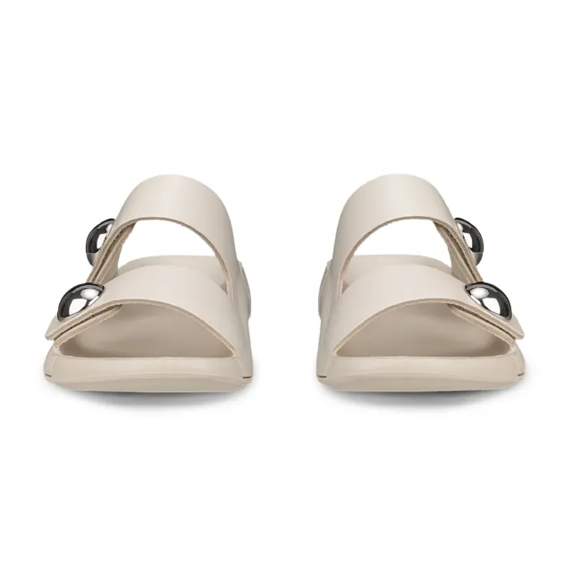 【ecco】COZMO W 科摩銀釦休閒皮革涼拖鞋 女鞋(石灰色 20688301378) - momo購物網 - 好評推薦 -2024年5月