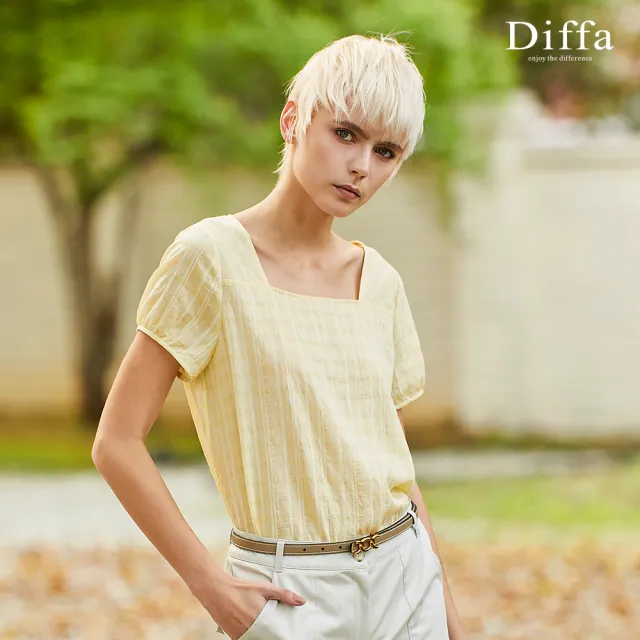 【Diffa】格子織紋方領上衣-女 - momo購物網 - 好評推薦 -2025年3月