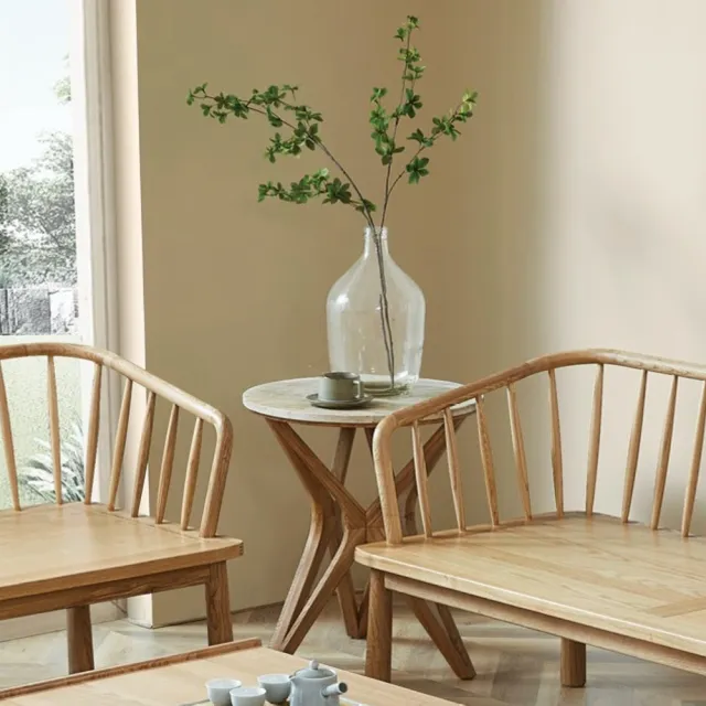 【橙家居·家具】/預購/侘寂系列洞石檯面實木圓几 SSX-H1806(售完採預購 茶几 邊几 桌子 圓几 圓桌 邊桌) - momo購物網 ...