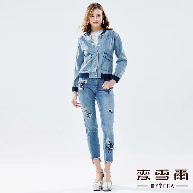 【MYVEGA 麥雪爾】立體抓摺開釦牛仔外套-藍 - momo購物網 - 好評推薦 -2025年1月