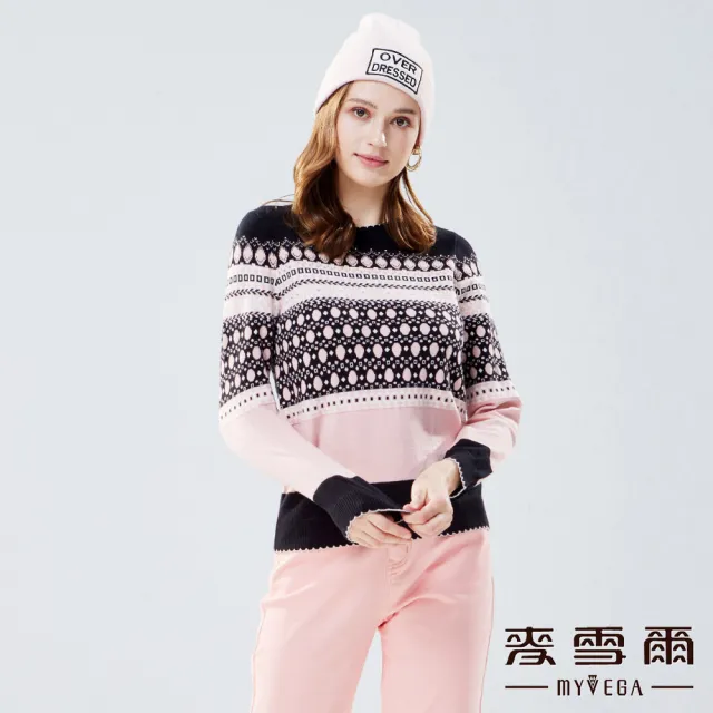 【MYVEGA 麥雪爾】幾何圖案花邊領口針織上衣-粉 - momo購物網 - 好評推薦 -2024年12月